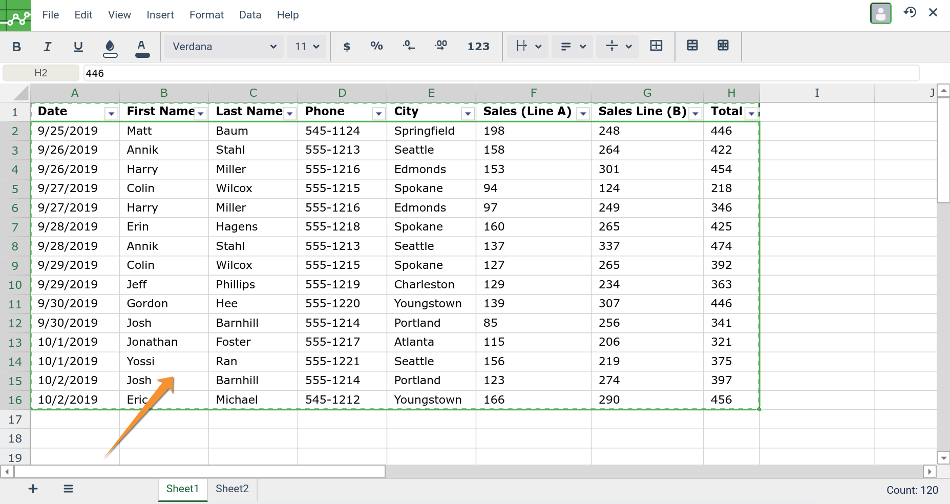 Highlight cells based on a formula