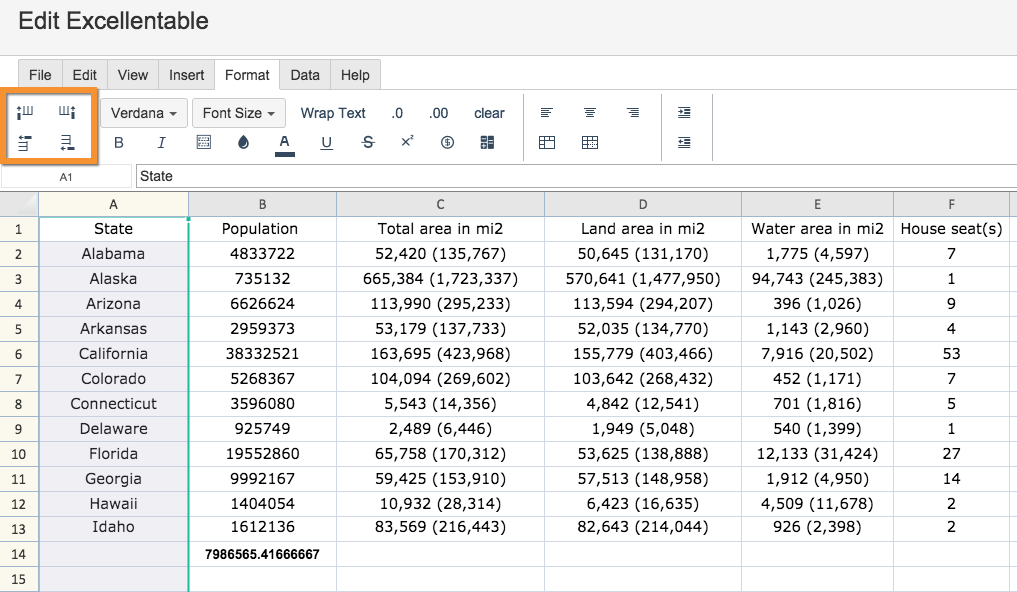 Insert row or column above or below